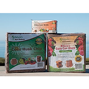 Nature's Premium Organic Coco Coir 1 Pound Brick, Garden Soil, Reptile Bedding, Hydroponics, Growing Medium, Aquaponics, Soil Amendment