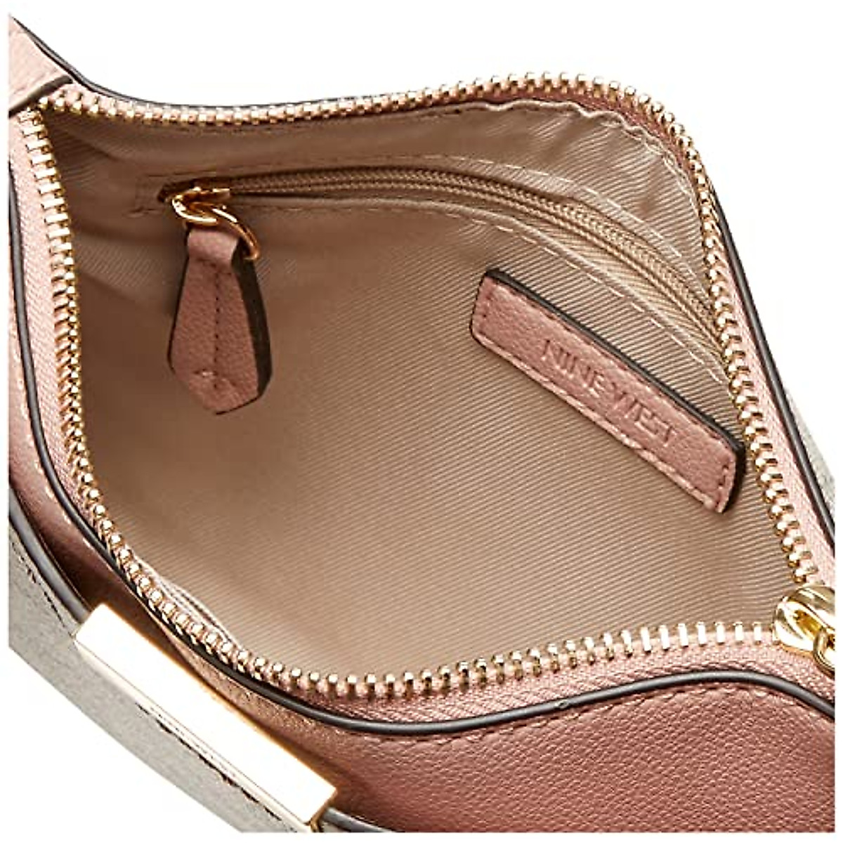 NINE WEST Lawson Wristlet, Beige Logo/Modern Pink