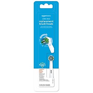 Amazon Basics Electric Toothbrush Head Replacement Brush, White, 5 Count (Fits Most Oral-B Brushes) (Previously Solimo)