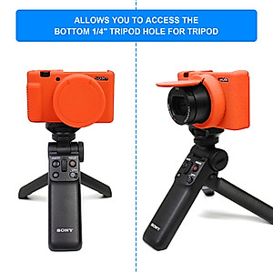 Easy Hood Camera Case for Sony ZV-1 Camera Removable Lens Cover,Anti-Scratch Silicone Soft Camera Case Compatible with Sony ZV-1 ZV1 Camera(Orange)