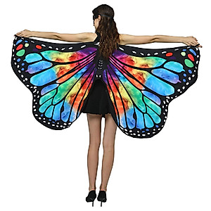 CISMARK Adult Monarch Butterfly Cape Wings,Halloween Accessory, (blue&purple)