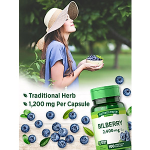 Nature's Truth Bilberry Fruit Extract Capsules | 2400mg | 100 Count | Non-GMO & Gluten Free Supplement