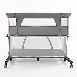 nordmiex Baby Crib,3 in 1 Bassinet for Baby,Bedside Sleeper Bedside Baby bassinets Crib for Newborn,Adjustable Portable Baby Bed for Infant/Baby,Gray