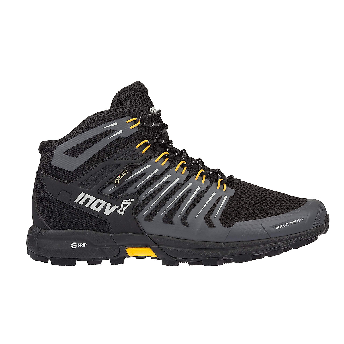 Inov-8 Mens Roclite 345 GTX - Lightweight Waterproof Hiking Boots - Black/Yellow - 8
