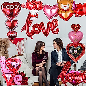 Littleloverly Valentines Day Heart-shaped Foil Balloons Decoration - Romantic Love Foil Balloons Valentine Day Party Decorations