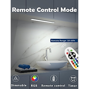 Diomart Under Cabinet Lights, 79 LED Rechargeable Under Cabinet Lighting with Remote, 3 Pack RGB Dimmable led Closet Lights Wireless Under Counter Lights for Kitchen, Stairs, Wardrobe, 15 Colors