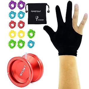 MAGICYOYO V6 Locus Yoyo Professional Responsive Yoyos for Kids Teens Adults, Beginners Yo-yo, Stable Practice Yo-yos for Girls Ladies, Metal Yoyo with Yo Yo Glove+ 12 Yo Yos String+ Pouch Kit, Red