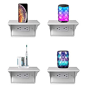SDlumeiy Single Wall Outlet Shelf Home Wall Shelf Organizer for Outlets，Socket Rack Wall Bracket，Home Wall Shelf for Bathroom Organizer（6x4x3.8inch） White