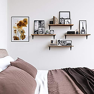 Wallniture Arras Floating Shelves Wall Mounted, Wall Shelves for Bedroom Decor, Floating Book Shelves for Wall, 24" Wall Shelf for Living Room & Bathroom, Floating Shelf for Kitchen, Set of 4 Burnt