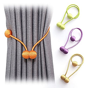 4 Piece，Curtain Straps，Magnetic Curtain Tiebacks Holdbacks, Modern Curtain Tieback Clips, Curtain Rope Holder Tie Backs, Decorative Hold Backs for Home Office Decoration-Orange||Length: 66cm