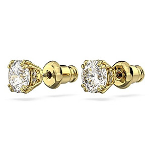 SWAROVSKI Constella Stud Earrings, Round Cut, Clear Crystals, Gold-tone Finish, Part of the Constella Collection