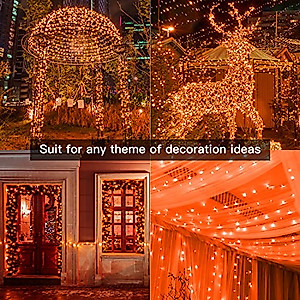 Ollny Halloween Lights Outdoor Indoor, 60 FT 180 LED Halloween Decorations Lights Orange, Waterproof String Fairy Lights Plug in, 8 Modes and Timer Light for Party, Yard, Door, Christmas, Home Decor