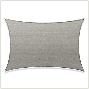 ColourTree 16' x 20' Grey Rectangle - CTAPR1620 Sun Shade Sail Canopy Mesh Fabric UV Block - Commercial Heavy Duty - 190 GSM - 3 Years Warranty