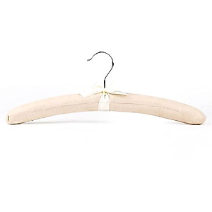 N/A Satin Upholstered Hanger Wooden Sponge Coat Cloth Hanger ( Color : Beige , Size : 38.5*17cm )