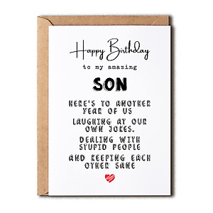 KrysDesigns Birthday Card Son - Greeting Card - For Son - Happy Birthday To My Amazing Son - Funny Card For Son - Quote Queen Cards 5 x 7 inches