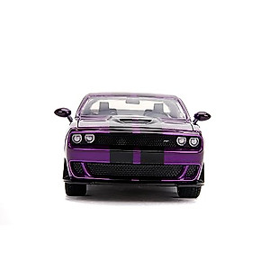 2015 Challenger SRT Hellcat Purple with Black Stripes Big Time Muscle 1/24 Diecast Model Car by Jada 31063
