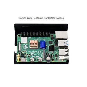 waveshare Aluminum Alloy Case with 3 PCS Heatsinks for Raspberry Pi 4, Metal Case Designed for Raspberry Pi 4B,Compatible 3.5inch RPI LCD (A)/(B)/©