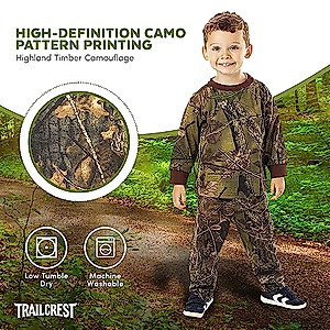 TrailCrest by Treel Infant - Toddler Cotton Camo Long Sleeve T-Shirt and Long Pants Set, 2T, Camo