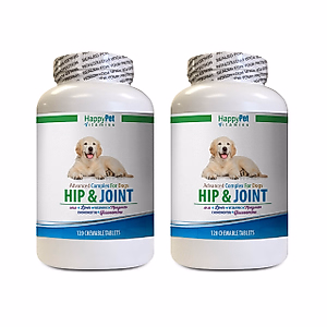 HAPPY PET VITAMINS LLC Dog Joint Supplement Chews - Dog Hip and Joint Health - Stiff Joint Solution - LUBRICATES Joints - Vet Approved - Dog Vitamin c Supplements - 2 Bottles (240 Treats)