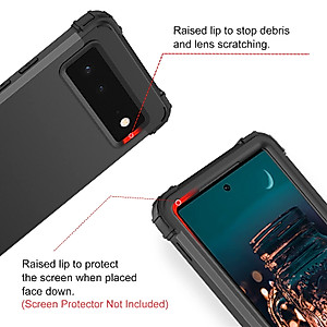 BENTOBEN Pixel 6 Case, Google Pixel 6 Case, 3 in 1 Heavy Duty Rugged Hybrid Shockproof Hard PC Cover Soft Silicone Bumper Impact Resistant Protective Phone Cases for Google Pixel 6 6.4 Inch, Black