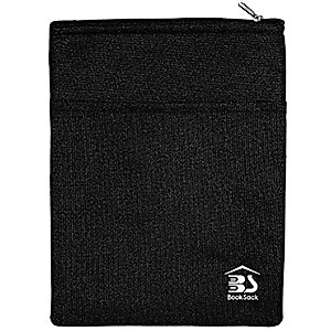 Book Sack Book Sleeve with Zipper – Book Protector. Paperback/Hardcover Book Carrying Case (Black Large)
