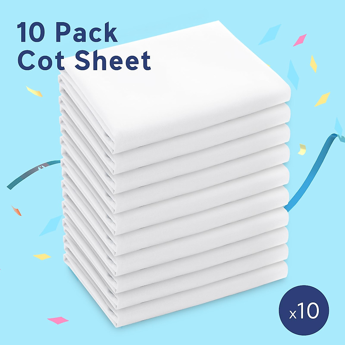 Cot Sheets for Daycare, Standard Size 10 Pack Daycare/Preschool Cots Sheet, 23" x 51" Toddler Nap Cot Sheets, Brushed Microfiber Fitted Sheet Cover for Kids, Boys/Girls