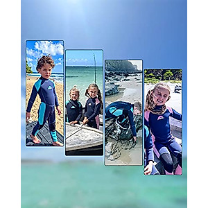 XUKER Kids Wetsuit for Boys Girls Toddlers, 3mm Wetsuit Back Zip Neoprene Thermal Full Body Wetsuits for Youth Teens Scuba Dive Swimming Boating Snorkeling