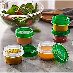 PLASTICPRO 6 Pack Twist Cap Food Storage Containers with Green Screw on Lid- 4 oz Reusable Meal Prep Containers - Small Freezer Containers Microwave Safe Green Plastic Food Storage