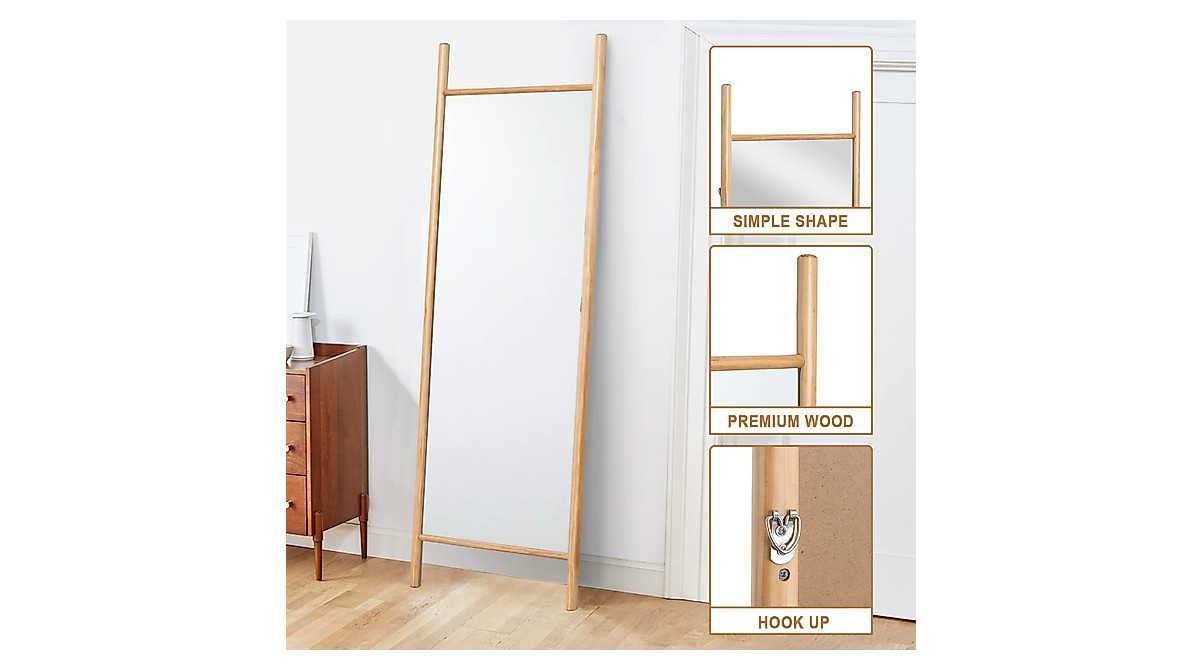 PexFix 65" Wooden Ladder Full Length Mirror