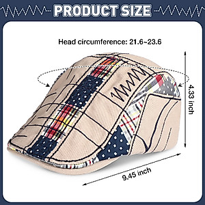 Geyoga 3 Pack Men Beret Hat Patchwork Newsboy Hats Adjustable Cabbie Hats for Men Cotton Flat Cap for Driving Hunting Fishing Outdoor Activities