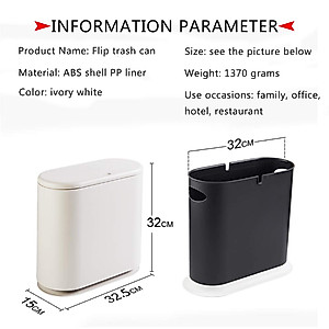 8 Liters / 2.6 Gallon Nordic Style Creative Spring Top Cover Type Pop Cover Waste Waste-Basket Plastic with lid Bathroom Kitchen Bedroom Office Oval Split Trash Can (White)