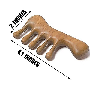 Moreinday Wooden Comb Wood Massage Comb Scalp Massager Hand Made Sandalwood Comb Wide Tooth Wood Comb for Women Men - Green Sandalwood