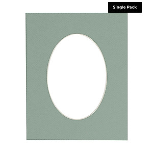 8x10 Mat Bevel Cut for 5x6 Photos - Precut Seafoam Green Oval Shaped Photo Mat Board Opening - Acid Free Matte to Protect Your Pictures - Bevel Cut for Family Photos, Pack of 1 Matboard Show Kit With