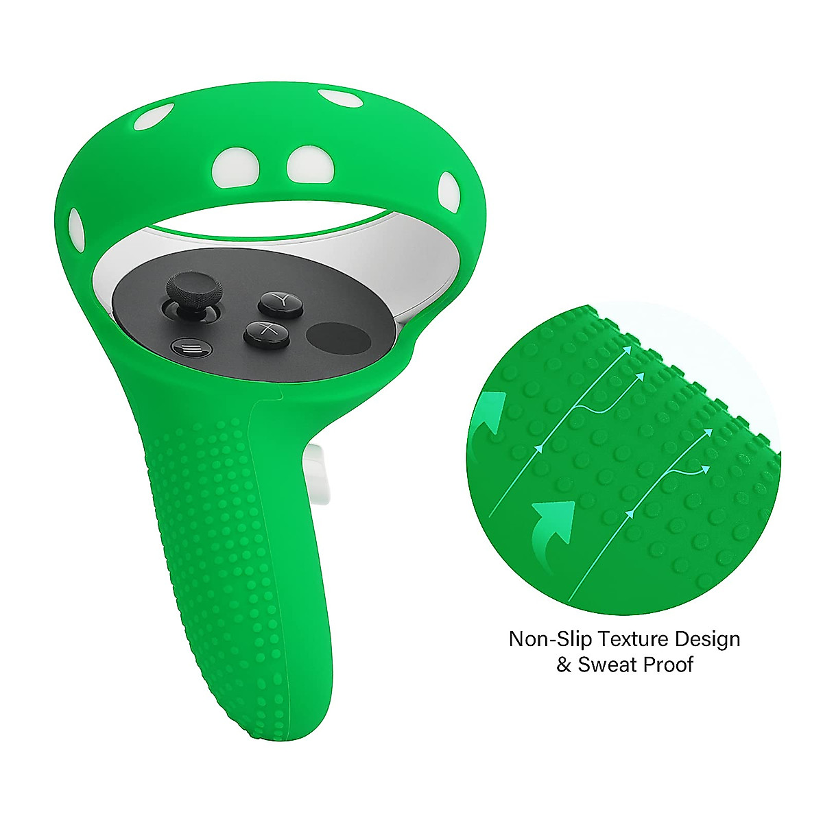 TOMSIN Touch Controller Grip Cover for Oculus Quest 2, Protective Wear-Resistant Full Grips Cover Handle Sleeve(Green)