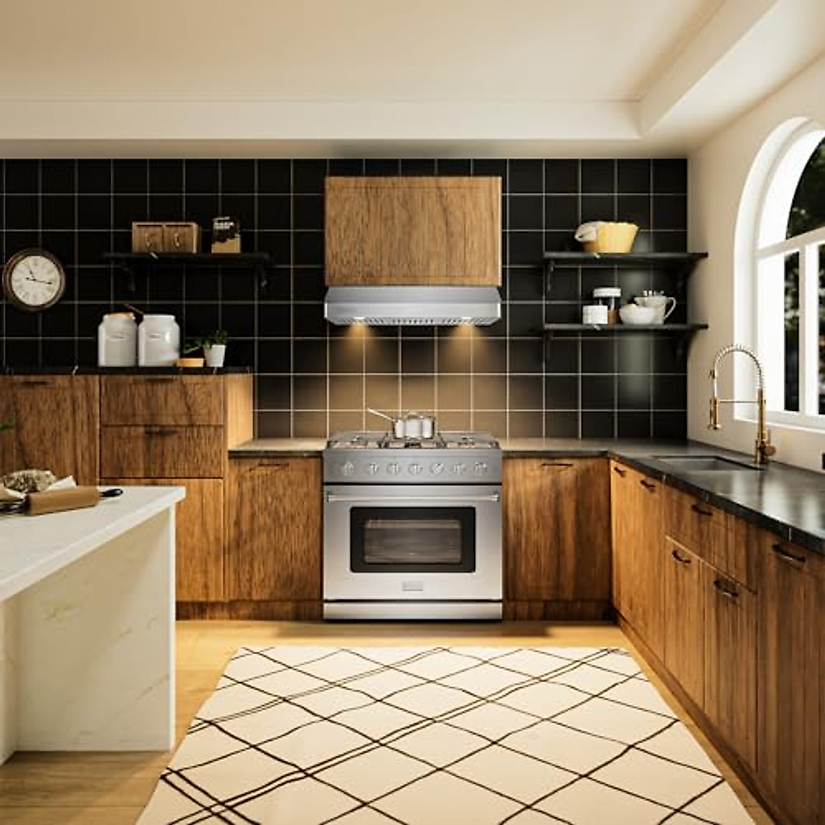 Empava Ducted Range Hood Under Cabinet 30 Inch, Kitchen Stove Vent with Dual Sealed Aluminum Motor 3-Speed, 500 CFM, Push Button Control, Permanent Filters, Stainless Steel