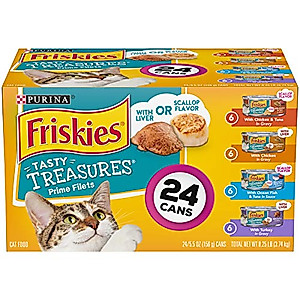 Purina Friskies Gravy Wet Cat Food Variety Pack, Tasty Treasures Prime Filets - (24) 5.5 oz. Cans