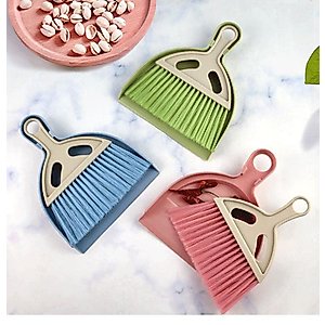 SOUJOY 6 Pack Small Dustpan and Brush Set, Whisk Broom and Dust Pan with Handle, Nesting Tiny Cleaning Broom, Mini Hand Broom and Dustpan Set for Table, Desk, Keyboard, Cars and Pet Nest