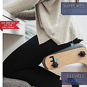 NYPOT Ergonomic Kneeling Chair - Rocking Office Chair Adjustable Stool - Knee Chair Posture Chair - Wooden Desk Chair, Ergonomic Chair for Home Office, Office Chair for Back Pain, Work from Home Chair