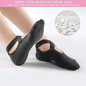 Luckit Yoga Socks with Grips for Women Non Slip Grip Socks Pilates Socks Fitness Socks Anti-Skid Socks for Yoga, Size 5~10 (6 Pairs- Black/Gray)