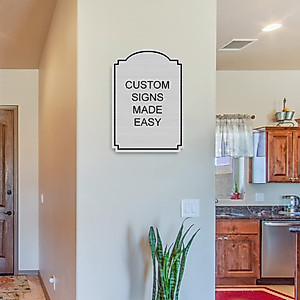 ComplianceSigns.com 10" x 7" Vertical Rounded Top Custom Sign with Adhesive Strips, Engraved Plastic with Acrylic Core, White on Black