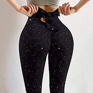 Leggings for Women Leopard Camouflage Non See Through High Waisted Tummy Control Seamless Scrunch Tights Bowknot Back Ultra Soft Stretchy Comfy Full-Length Gym Seamless Leggings Yoga Pants Tights