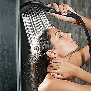 Cobbe High Pressure 9 Functions Shower Head with handheld, Built-in Power Spray to Clean Corner, Tub and Pets, Stainless Steel Hose Adjustable Bracket(Matte Black)