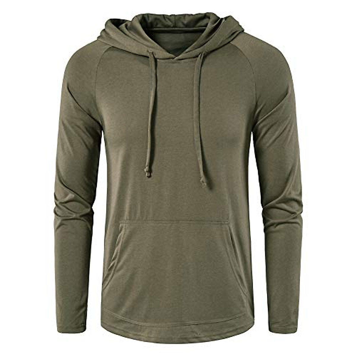 SIR7 Men's Gym Workout Active Long Sleeve Pullover Lightweight Hoodie Casual Hooded Sweatshirts(Army Green Large)