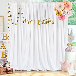10ft x 10ft White Backdrop Curtains for Parties Thick White Backdrop Drape for Wedding Baby Shower 2 Panels 5ft x 10ft