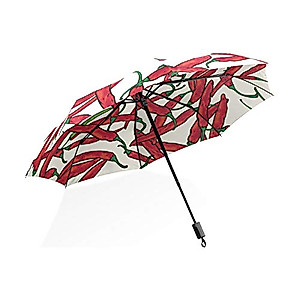 Kids Umbrella For Travel Abstract Seamless Red Hot Chili Windproof Umbrella Windproof Travel Rain & Wind Resistant Compact And Lightweight For Business And Travels