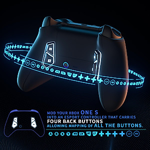 eXtremeRate VICTOR S Remap Kit for Xbox One S/X Controller, 6 Profiles & Black Redesigned Back Shell & Side Rails & 4 Back Buttons for Xbox One S/X Controller - Controller NOT Included