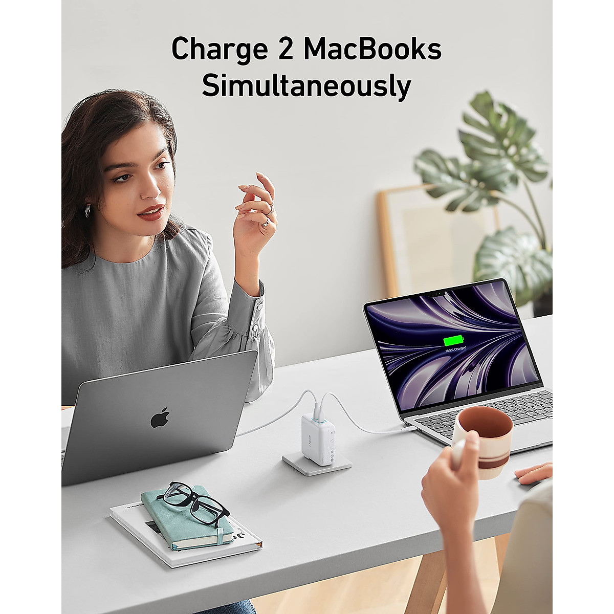 Mac Book Pro Charger, Anker 100W Fast Charger, 2 Port Power Adapter - Compatible With USB C Devices Including MacBook Pro/Air, iPad Pro, iPhone 15/Pro/Pro Max, Google Pixelbook (Cable Not Included)