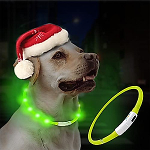 LaRoo LED Light Up Dog Collar, Cutable Silicon USB Rechargeable Glow Light Collar for All Dogs, Waterproof 3-Modes Flashing Dog Collar for Dark Outdoor Training Playing (27.5 inch/70cm)