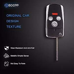 ECCPP Uncut Keyless Entry Remote Fob Folding Flip Key (Shell Case) Replacement for 03-2010 for H onda Accord Civic CR-V Fit Pilot Ridgeline key fob-2PCS 4 Buttons