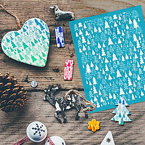 OLYCRAFT 4x5 Inch Christmas Tree Clay Stencils Christmas Theme Silk Screen for Polymer Clay Pines Pattern Silk Screen Stencils Mesh Transfer Stencils for Polymer Clay Jewelry Making